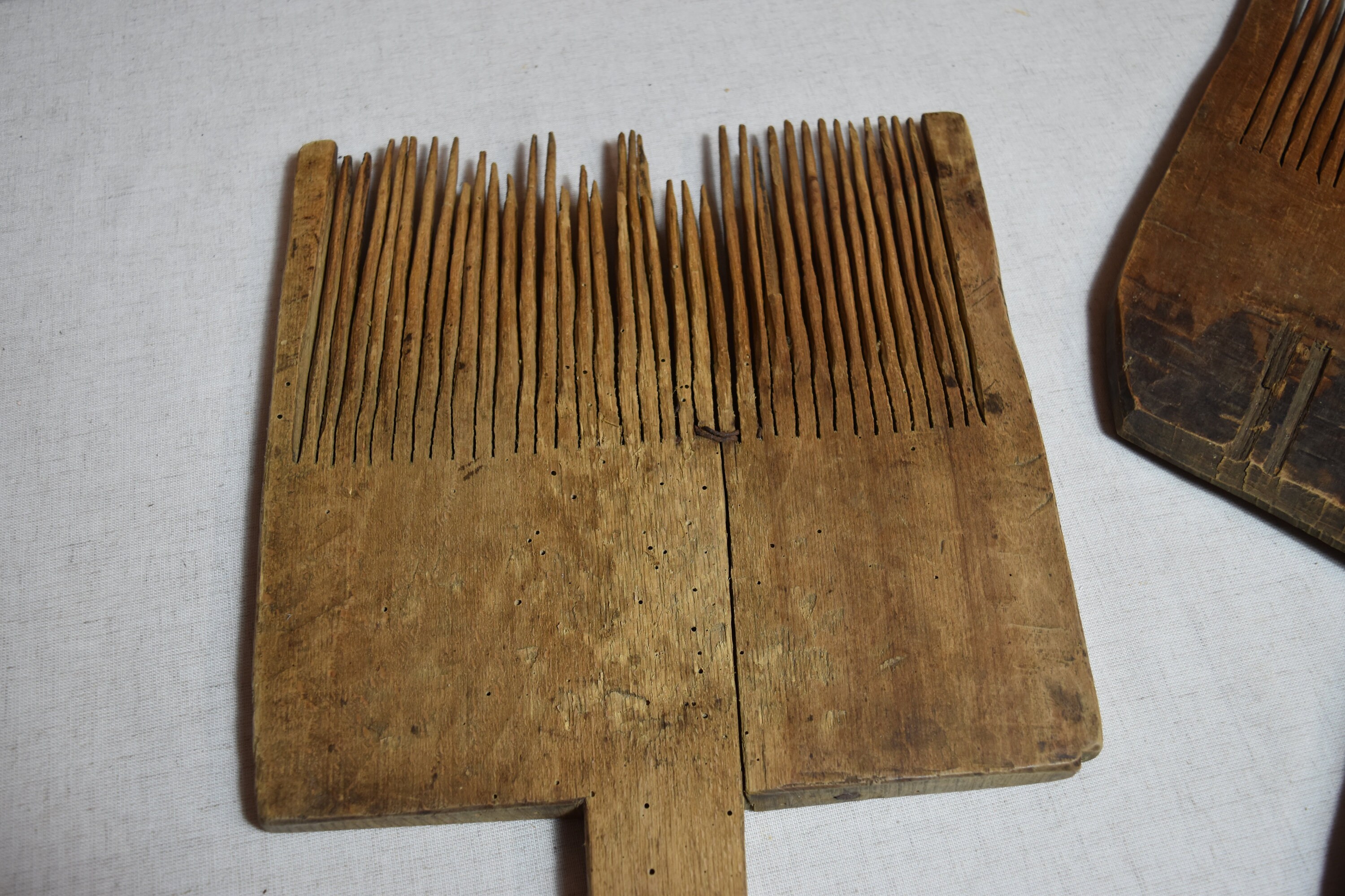 Antique Wool Comb Set of 2 Wooden Comb Wool Carder Primitive Rustic ...