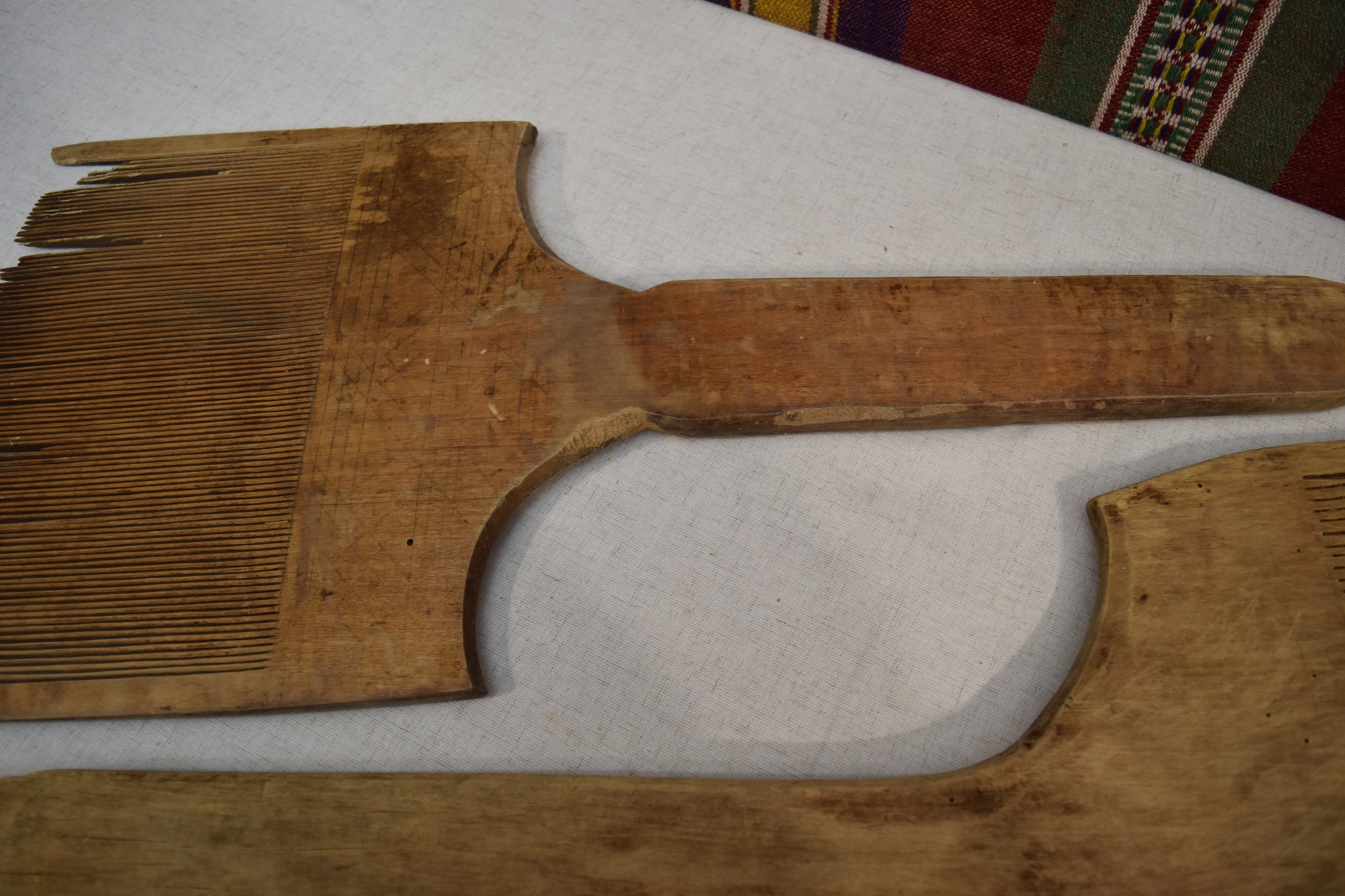 Antique Wool Comb Set of 2 Wooden Comb Wool Carder Primitive Rustic ...