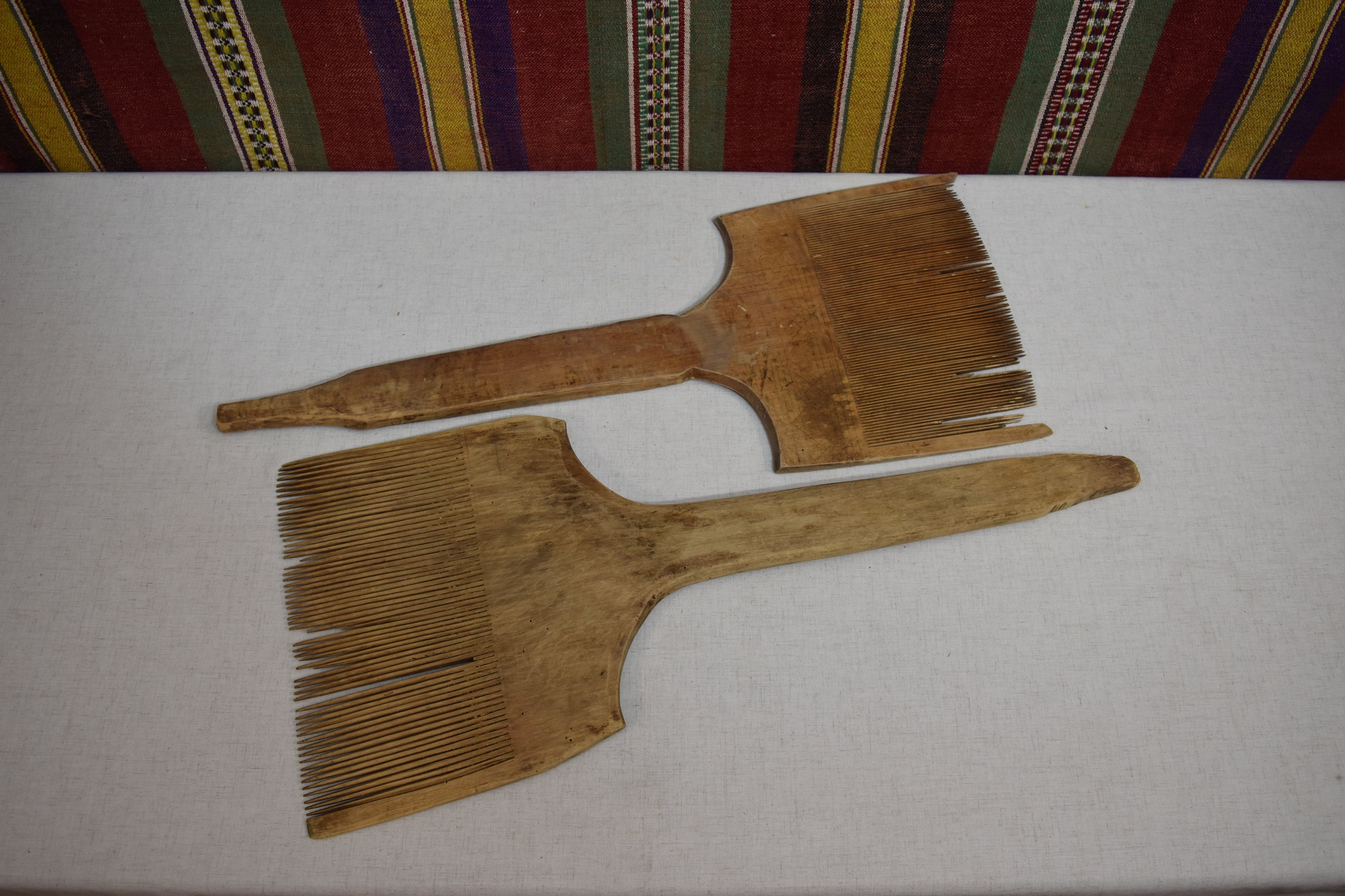 Antique Wool Comb Set of 2 Wooden Comb Wool Carder Primitive Rustic ...