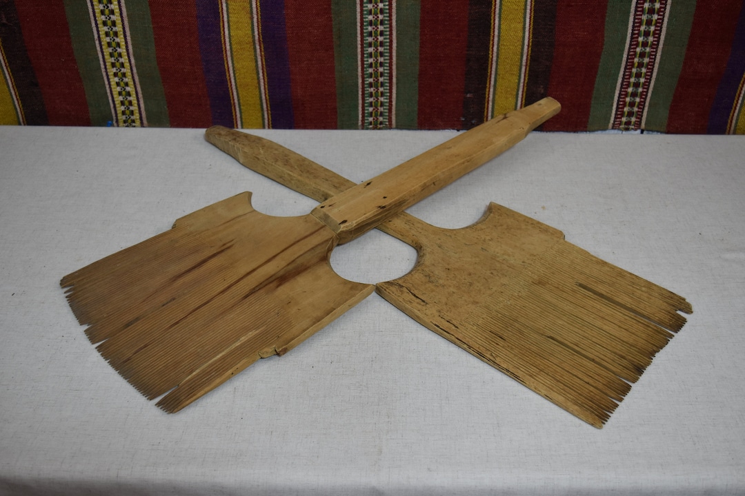 Antique Wool Comb Set of 2 Wooden Comb Wool Carder Primitive Rustic ...