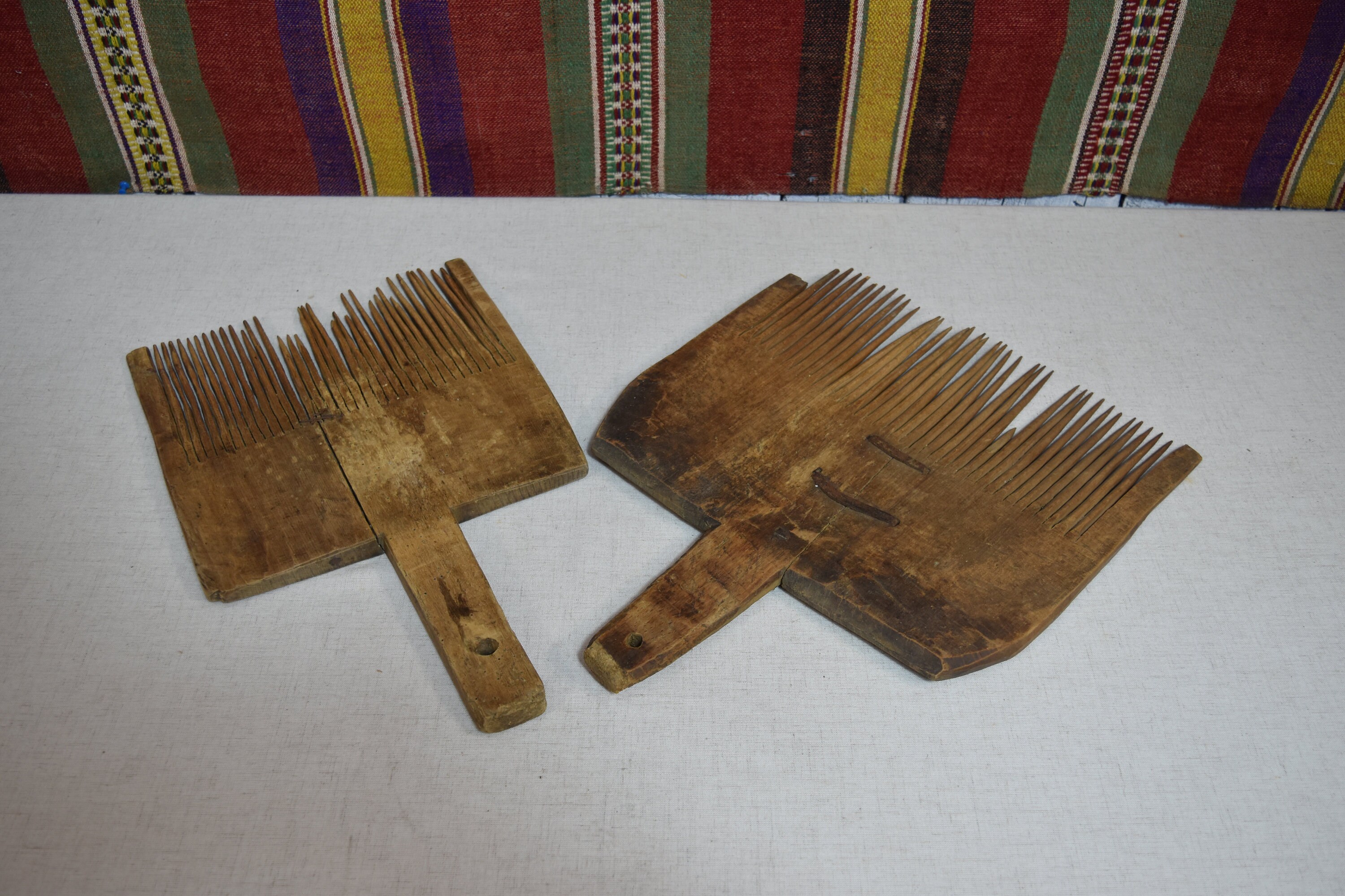 Antique Wool Comb Set of 2 Wooden Comb Wool Carder Primitive Rustic ...