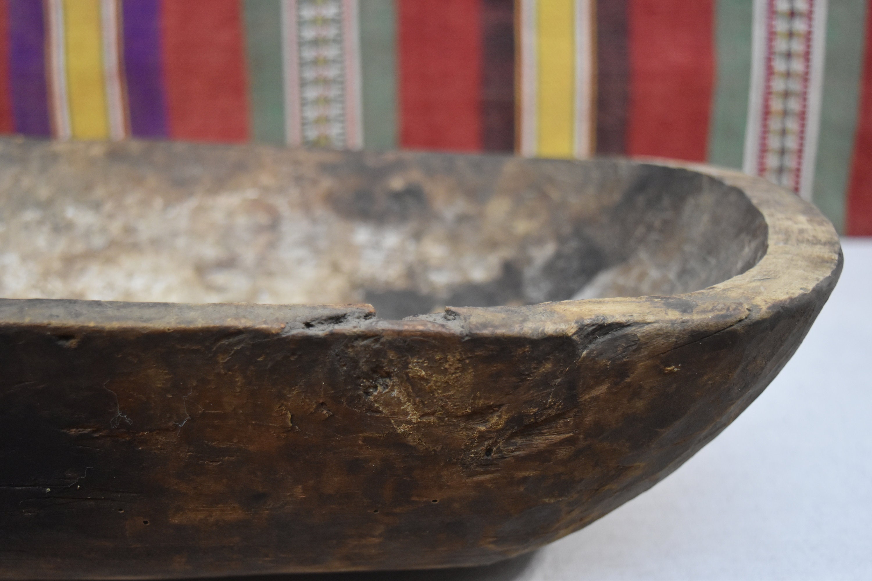 Antique Dough Bowl Rustic Wood Bowl Hand Carved Bread Bowl Centerpiece ...