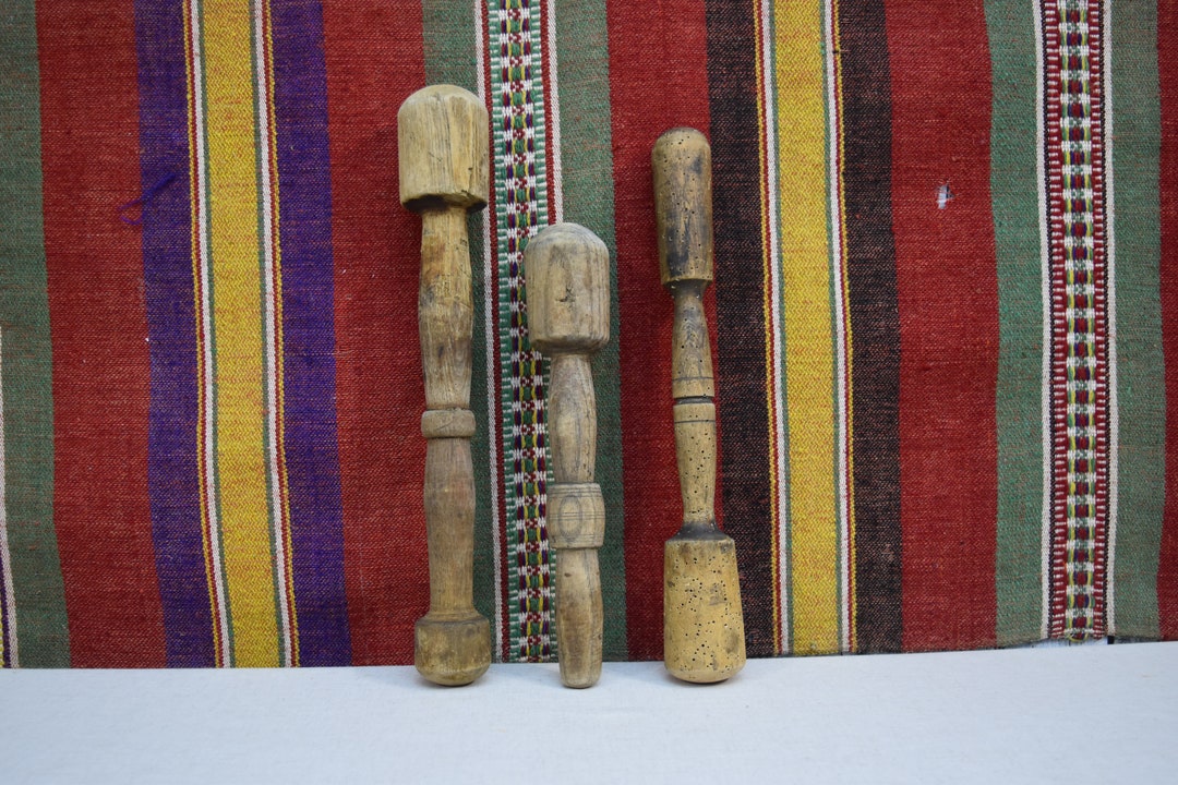 Vintage Wood Pestle Rustic Wooden Pestle Set of 3 Wood Pestles ...