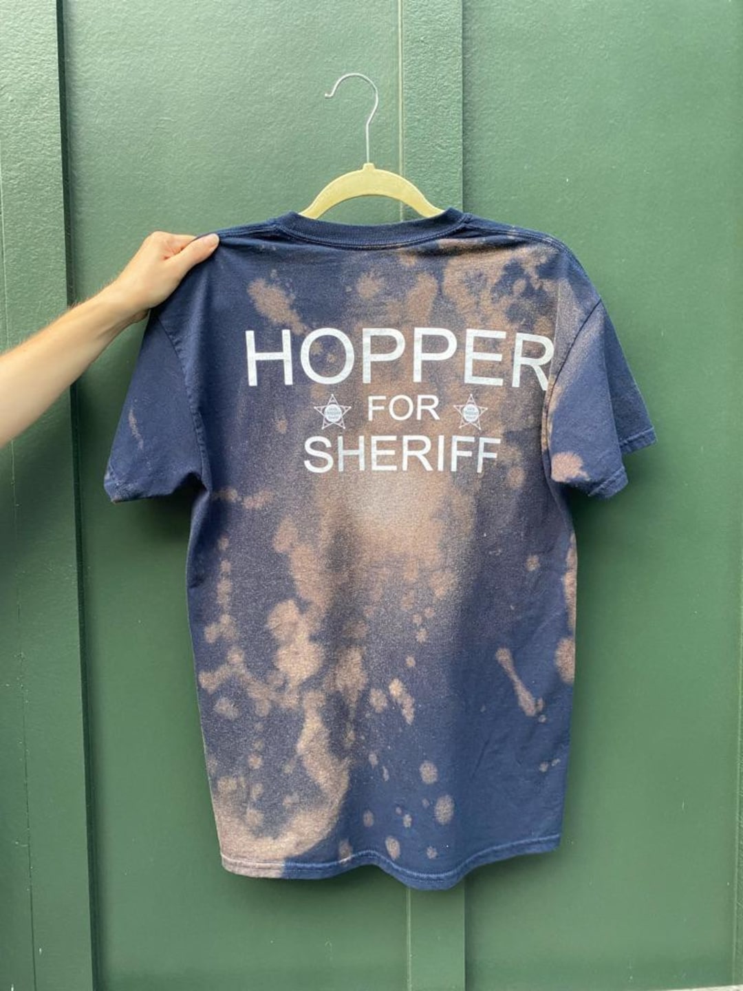 HOPPER FOR SHERIFF - Stranger Things - Reclaimed T, Bleached, Size ...