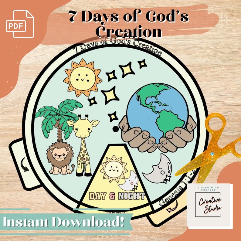 DIGITAL | KJV 7 Days of Creation | Printable Bible Activity ...