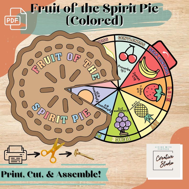 DIGITAL | COLORED Fruit of the Spirit Wheel | Printable Bible Activity ...