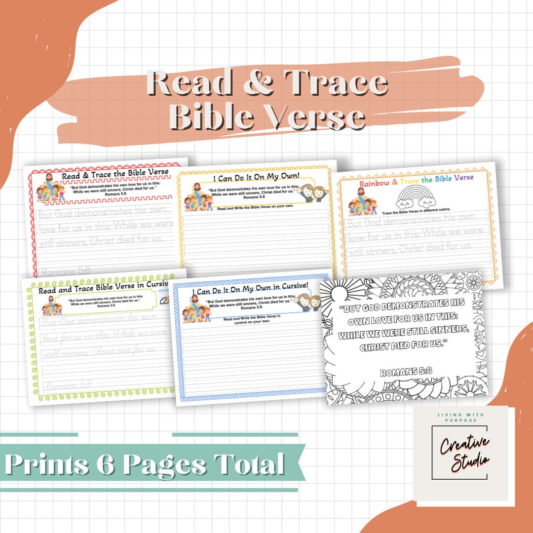 DIGITAL | Romans 5:8 Scripture Tracing Sheet | Bible Memory Verse ...