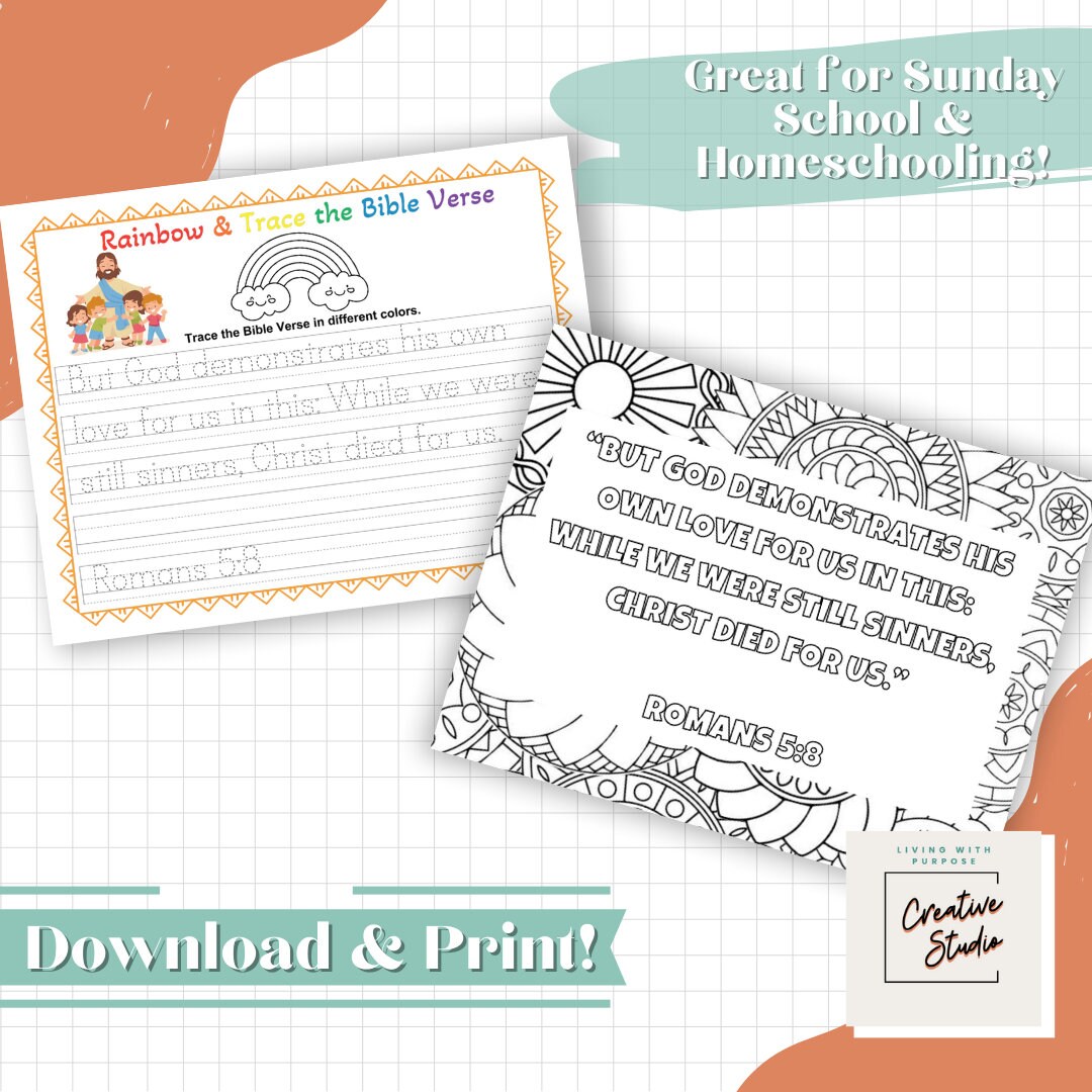 DIGITAL | Romans 5:8 Scripture Tracing Sheet | Bible Memory Verse ...