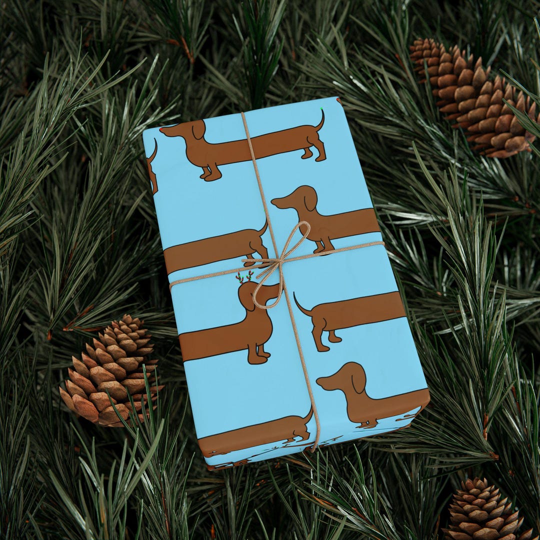 Dachshund Dog Wrapping Paper, Wiener Dog Gift Wrap, Dachshund Christmas ...