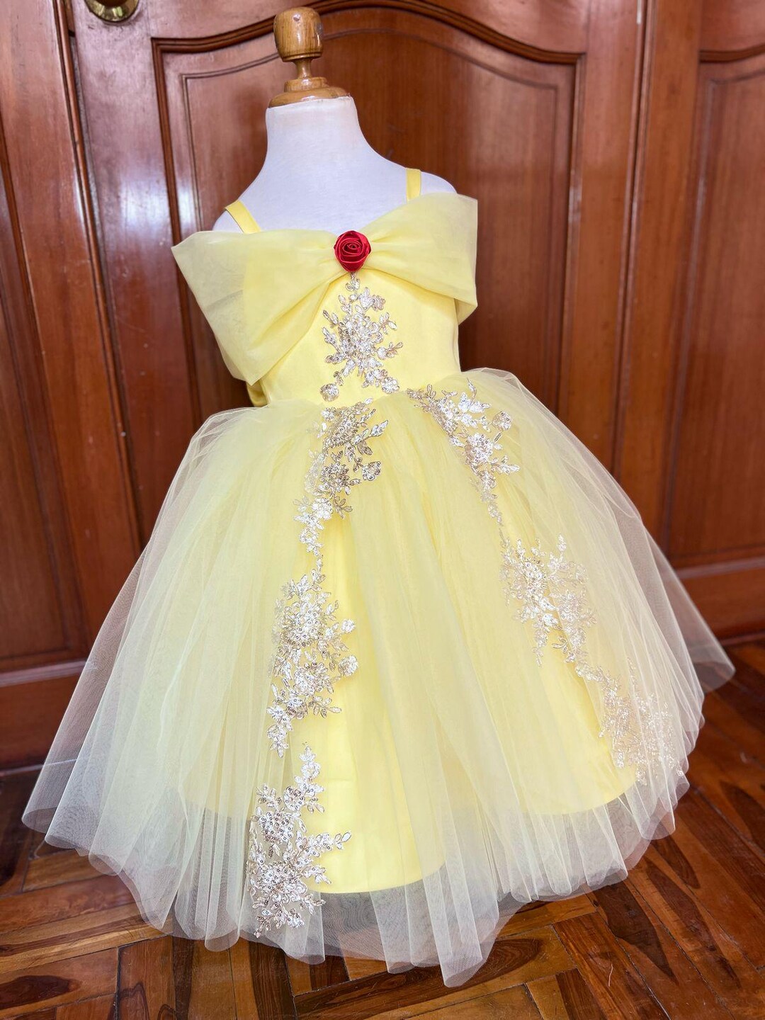 Princess Bella Dress, Yellow Princess Dress, Yellow Lace Princess Dress ...