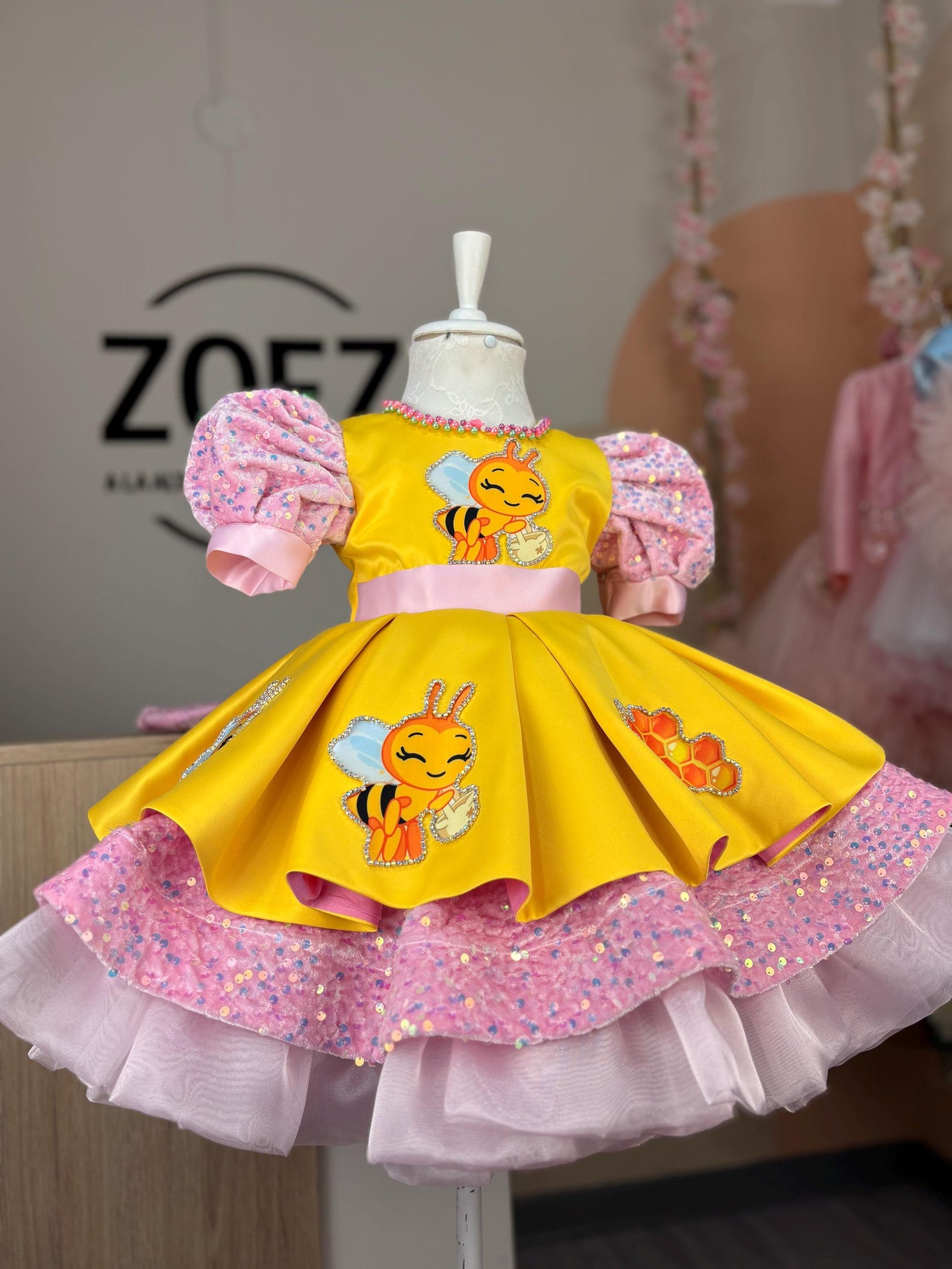 Bee Dress. Bee Birthday Girl Dress. Bee Costume. Long Fluffy Bumblebee ...