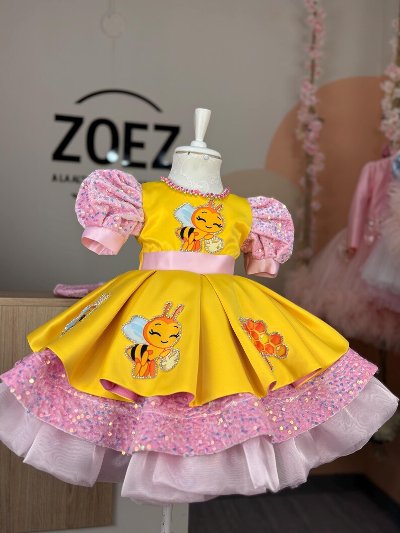 Bee Dress. Bee Birthday Girl Dress. Bee Costume. Long Fluffy Bumblebee ...