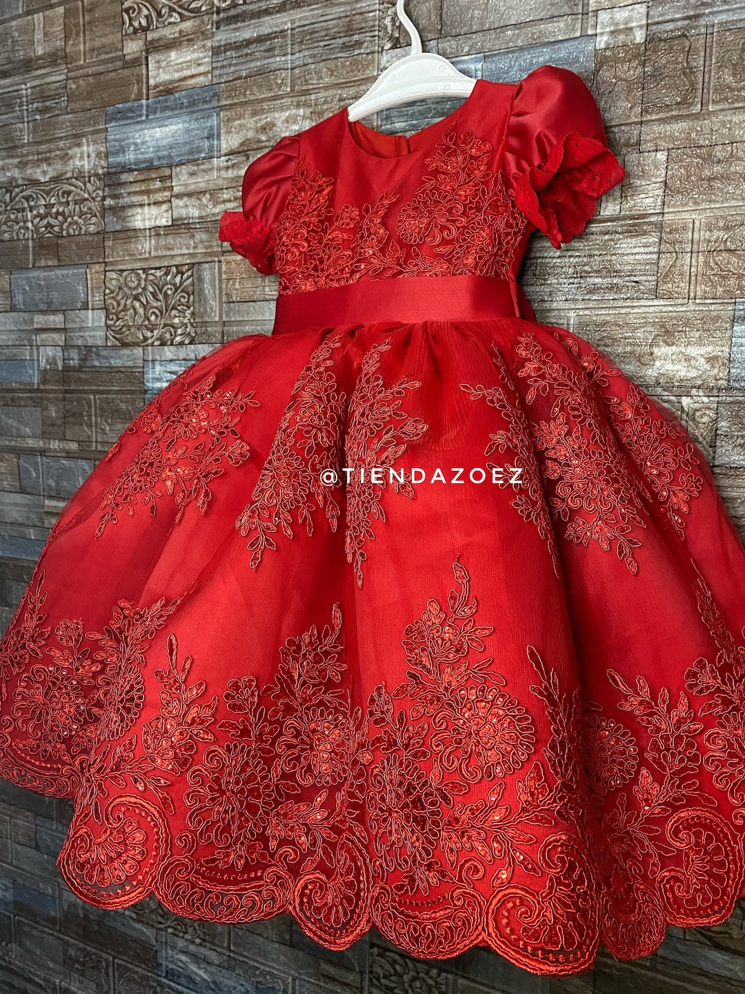 Red Lace Girl's Dress. Elegant Red Girl's Dress. Red Dress With Red ...