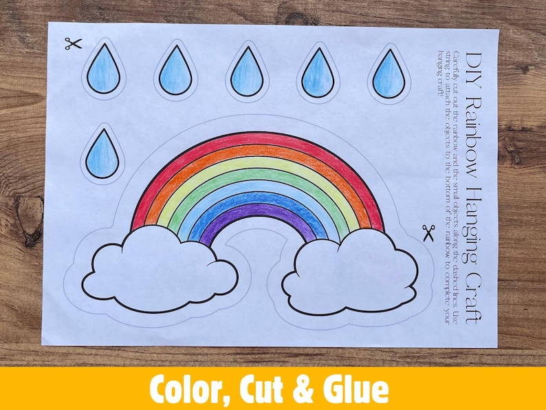 Printable Rainbow Hanging Craft | DIY Weather Activity for Kids | Color ...