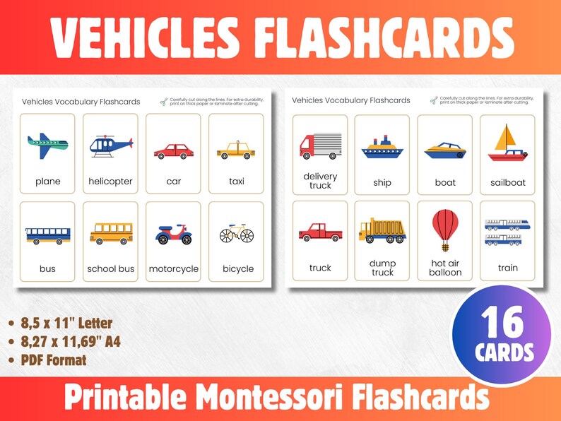 128 Printable Vocabulary Flashcards for Kids | Animals, Food, Body ...