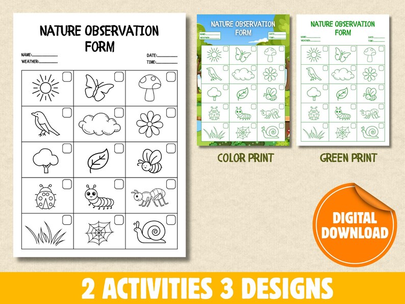 Nature Activity for Kids | 5 Senses & Observation Form | Printable A4 ...