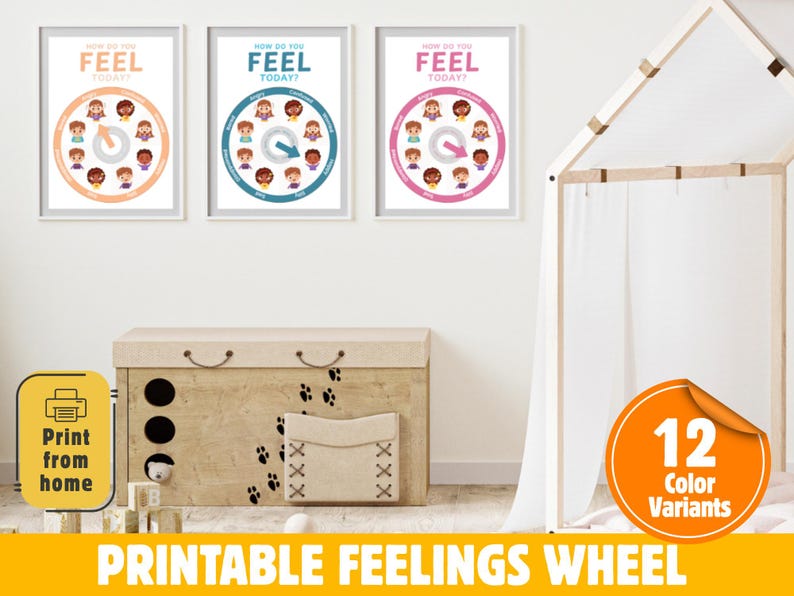 Printable Feelings Wheel for Kids | Emotion Chart in 12 Colors ...