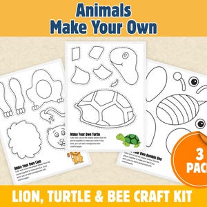 Printable Animal Craft Set for Kids – Cut, Color & Glue Activity – Lion ...