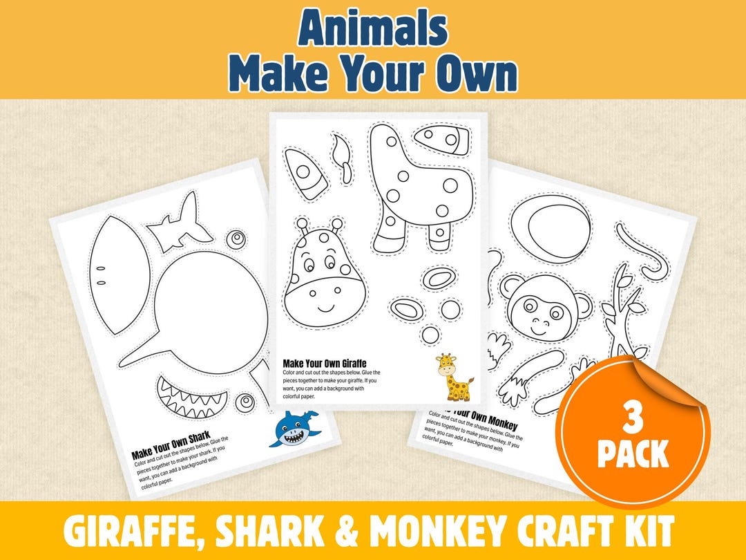 Printable Animal Craft Set for Kids – Cut, Color & Glue Activity ...
