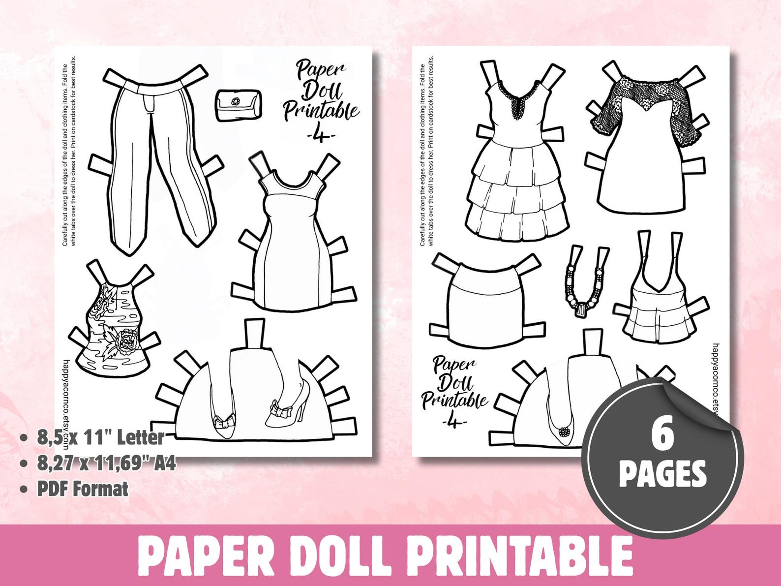 Printable Paper Doll Set for Kids | 6 Fun Pages to Color & Dress up ...