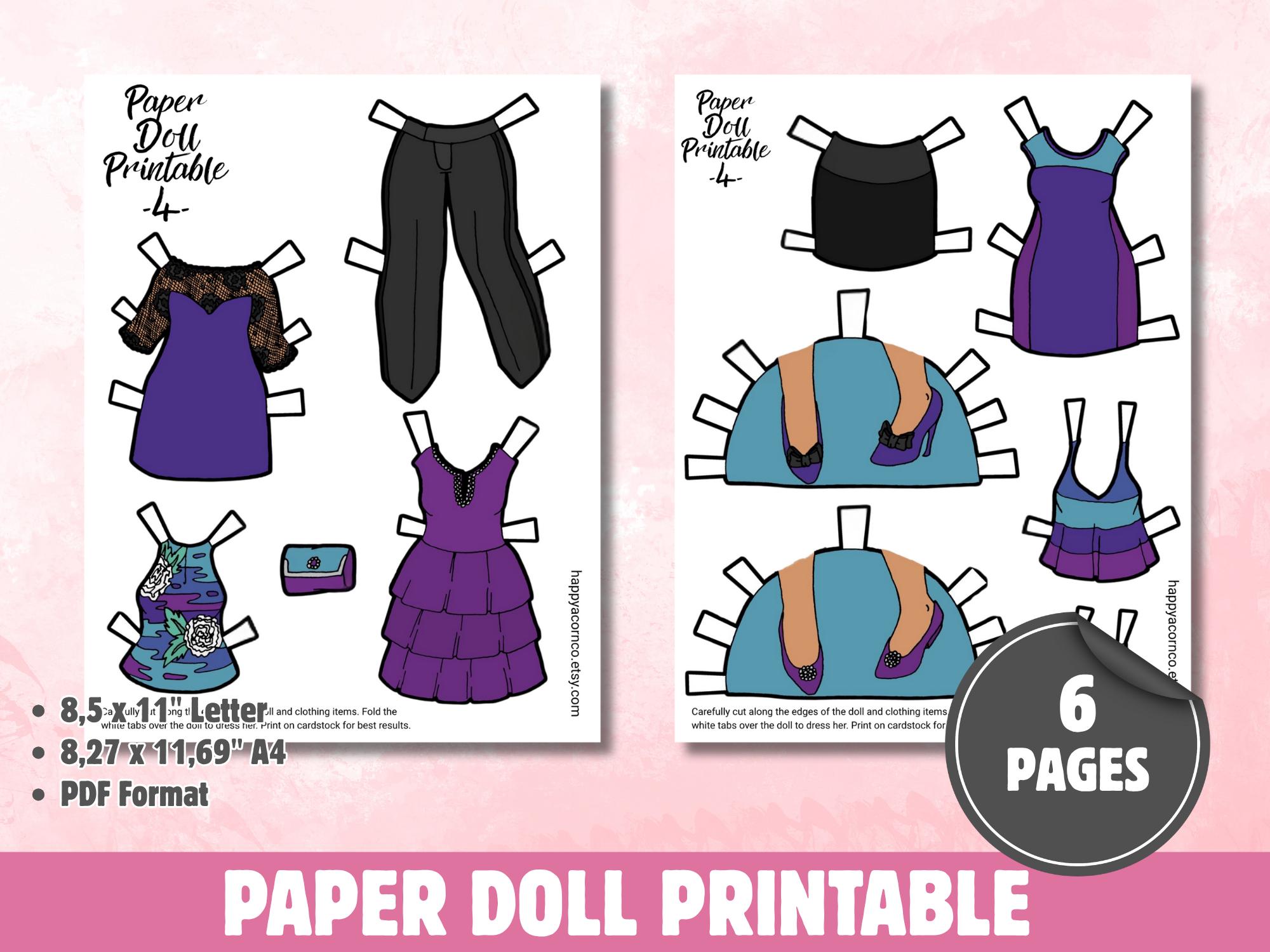 Printable Paper Doll Set for Kids | 6 Fun Pages to Color & Dress up ...
