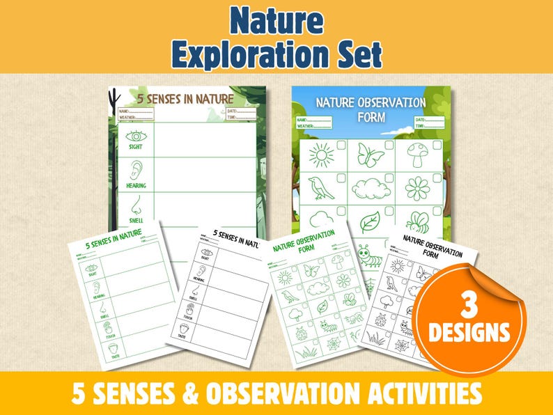 Nature Activity for Kids | 5 Senses & Observation Form | Printable A4 ...