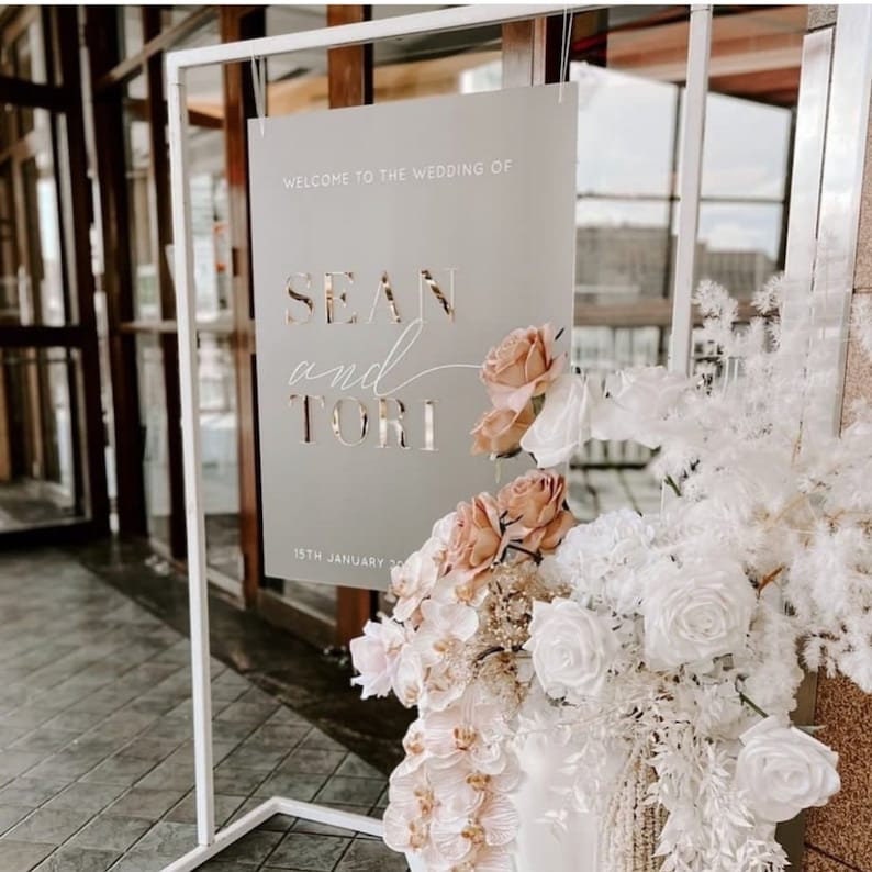 Frosted Acrylic Wedding Sign and 3D Gold Mirror Names-wedding Signage ...