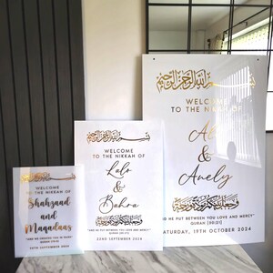 Nikkah Sign, White Acrylic Wedding Welcome Sign, Arabic Calligraphy ...