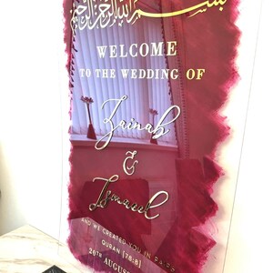 White Acrylic Wedding Welcome Sign, Arabic Calligraphy, Nikkah Sign ...