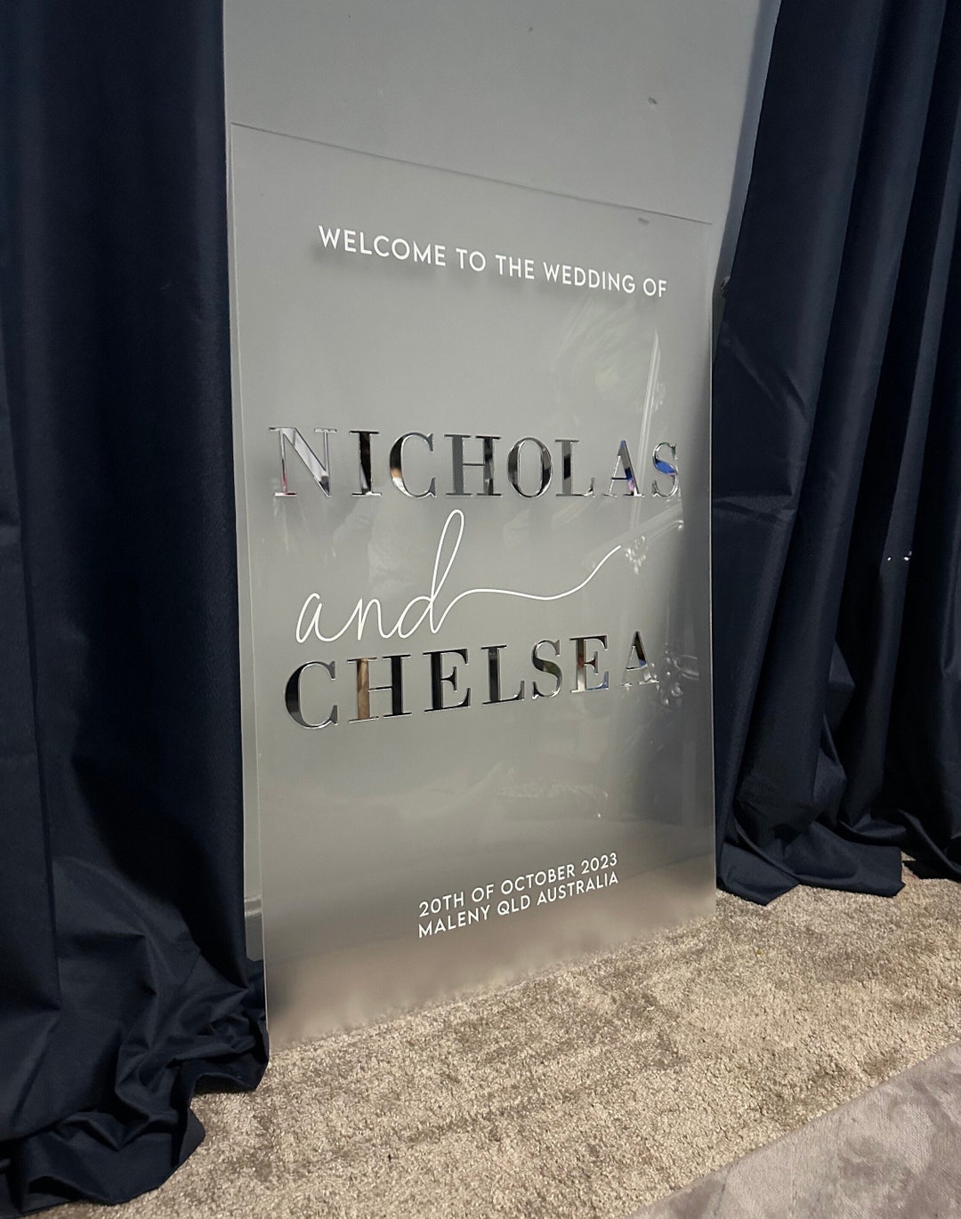 Frosted Acrylic Wedding Sign and 3D Silver Mirror Names-wedding Signage ...