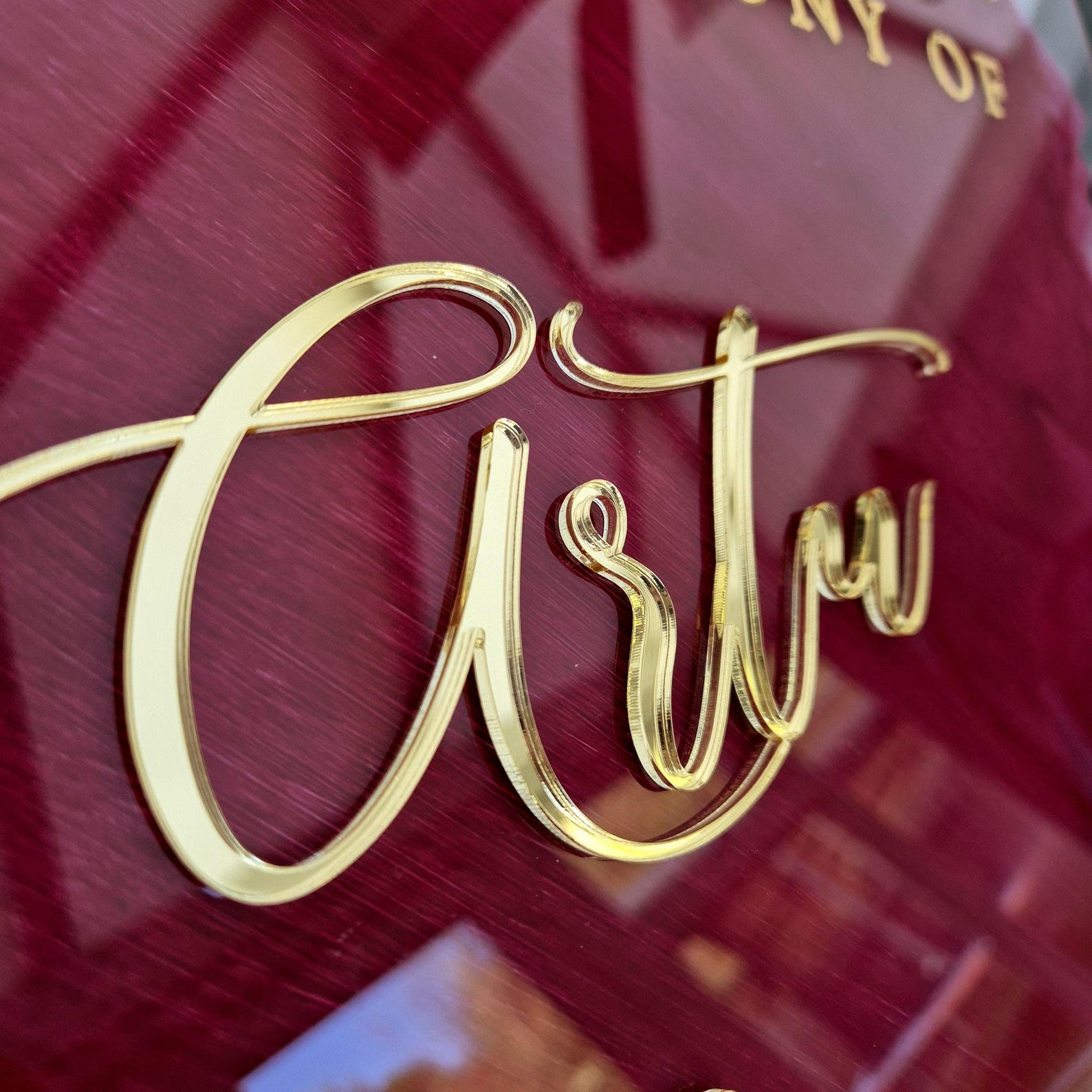 Clear Acrylic Painted Burgundy Wedding Welcome Sign, 3D Gold Names ...