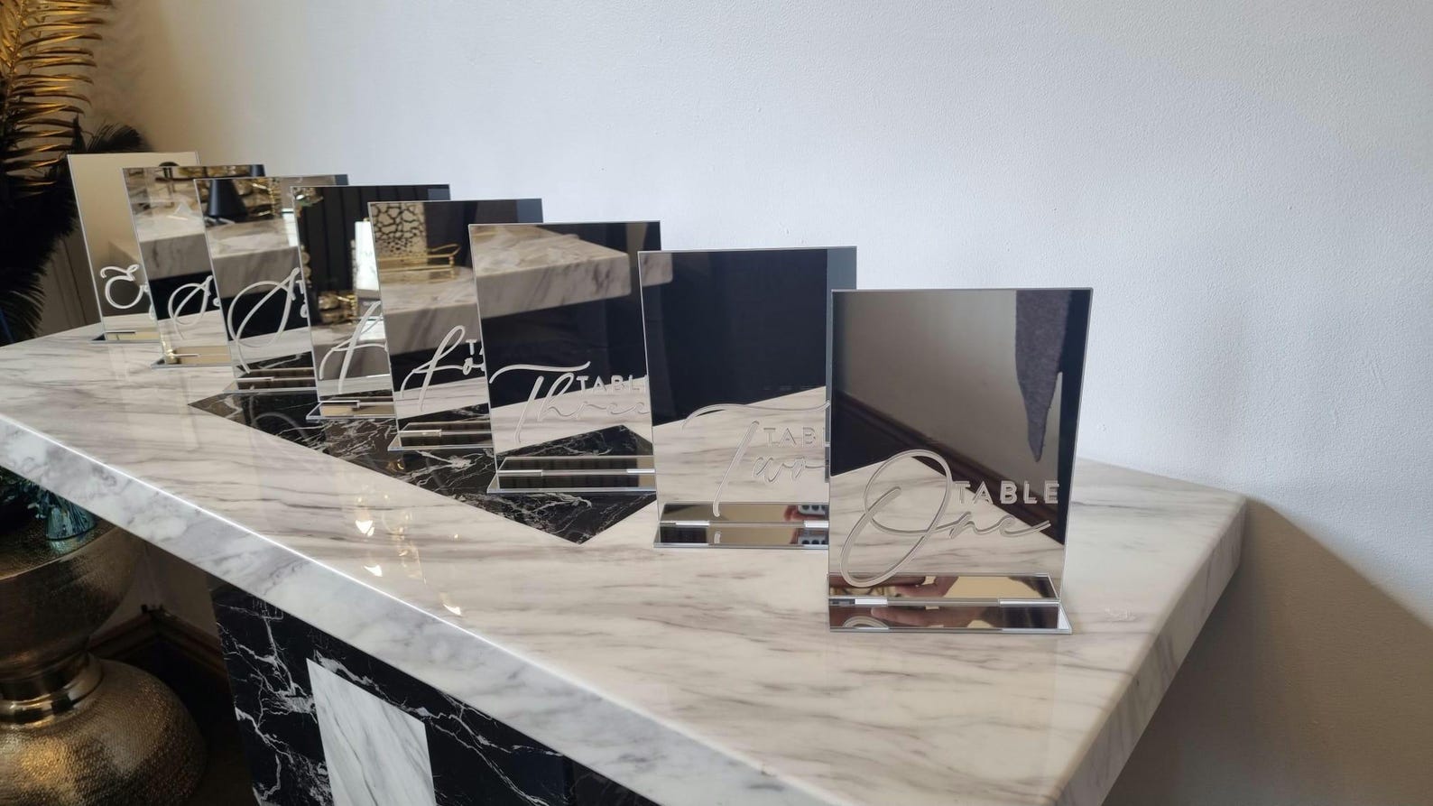 Silver Mirror Acrylic Table Numbers-mirror Silver Acrylic Sign-modern ...