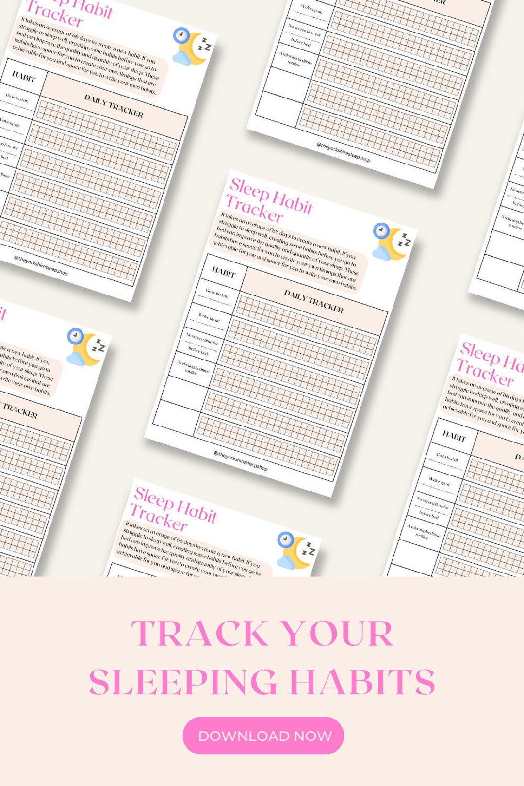 Printable Sleep Habit Tracker- Pink - Etsy