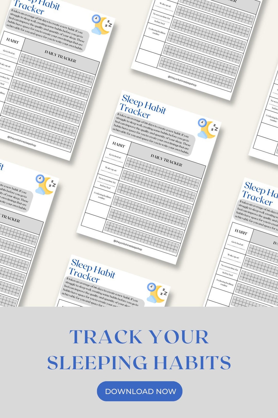Printable Sleep Habit Tracker- Blue - Etsy