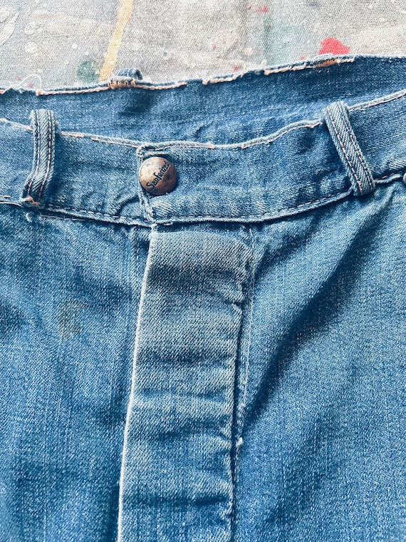 Vintage 1940s Donut Button Sanforized Denim Repaired … - Gem