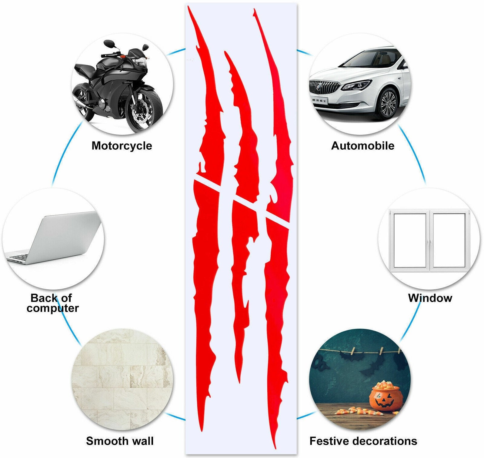 Monster Claw Scratch Reflective Decal Sticker for Car Headlight Decor ...