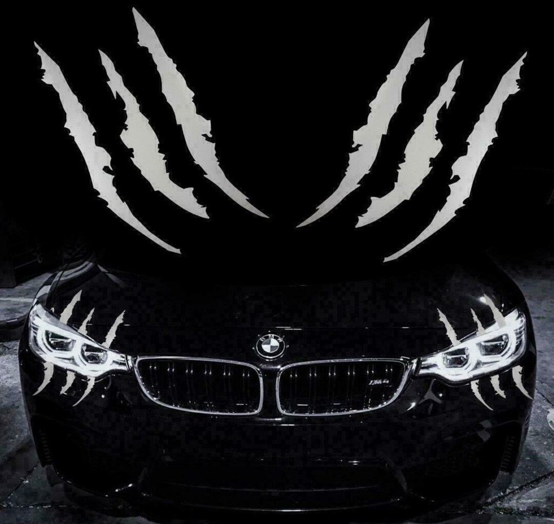 Monster Claw Scratch Reflective Decal Sticker for Car Headlight Decor ...
