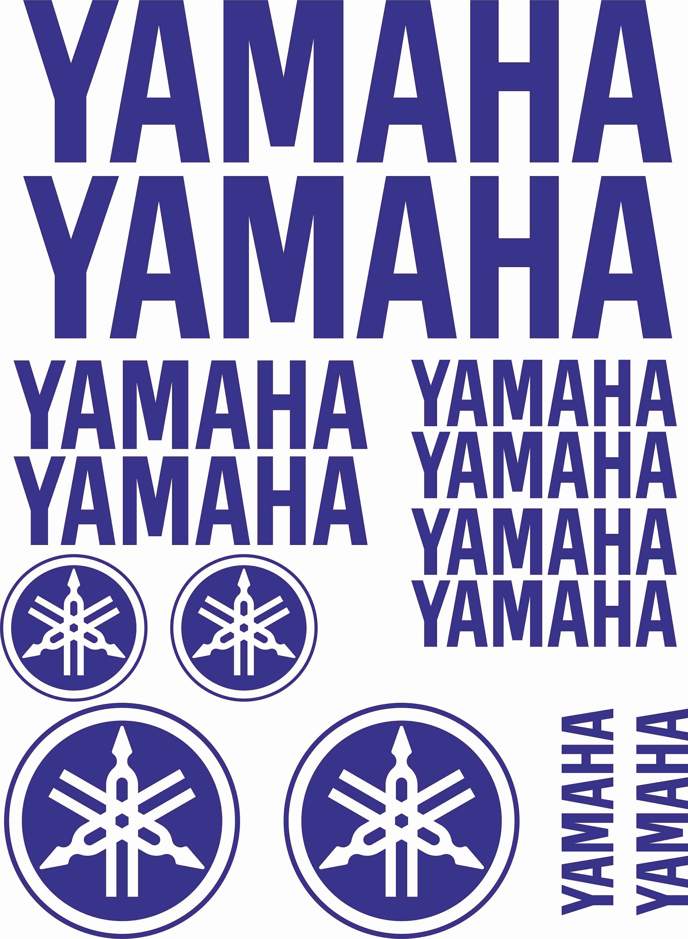 Yamaha Logo Emblem Decals Stickers Set Kit for Motorcycle Fairing Fuel ...
