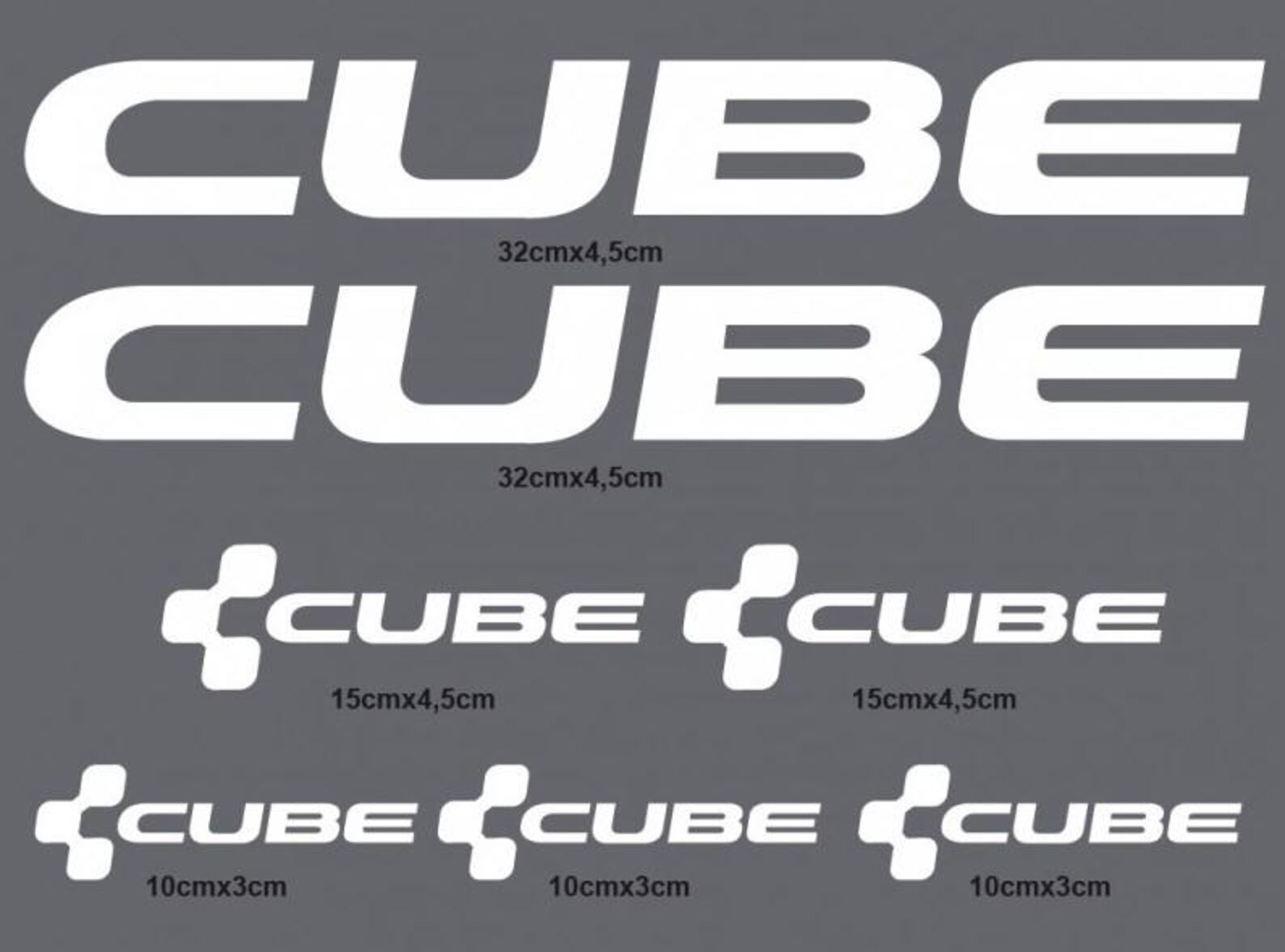 CUBE Bike Stickers Vinyl Decal Frame Cycle Bicycle Set Road White Black ...