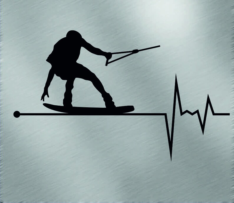 Two Wakeboard Decals Sticker in My Heartbeat for Your Car Window Bumper ...