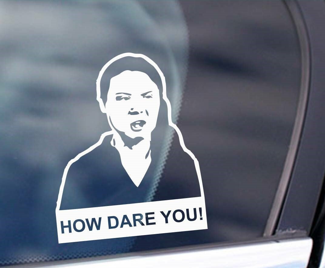 How Dare You Greta Thunberg Decal Sticker White Black Window Funny Meme ...