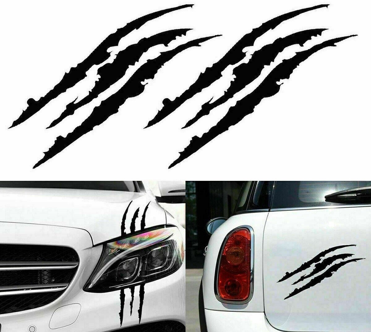 Monster Claw Scratch Reflective Decal Sticker for Car Headlight Decor ...