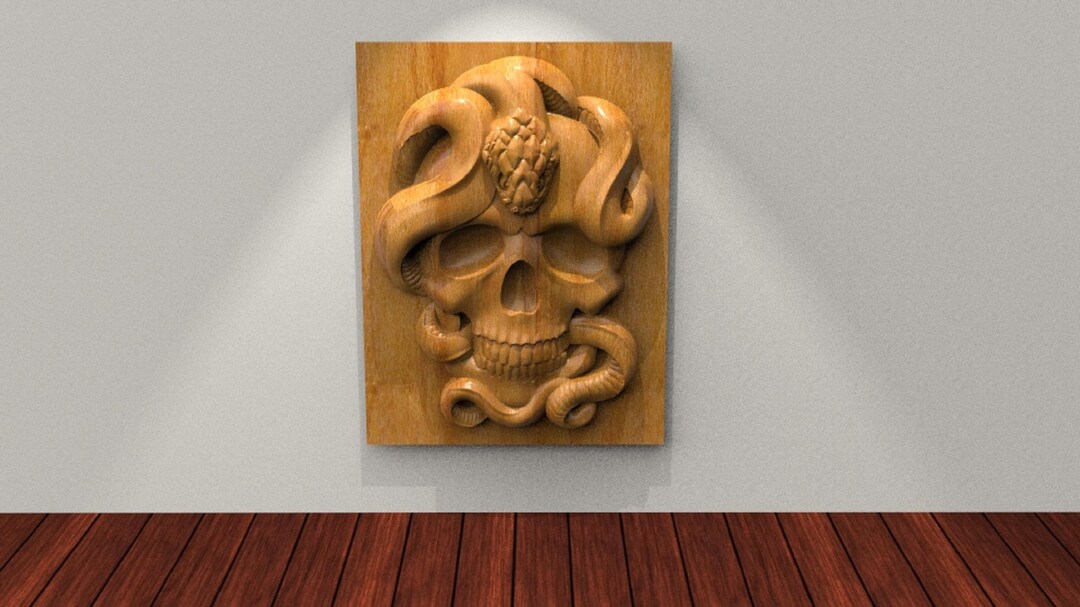 Skull and Snake 3D STL Model for CNC Router, Artcam, Vetric, Engraver ...