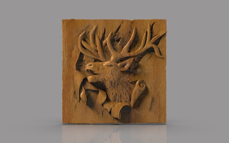Deer Head 3D STL Model for CNC Router, Artcam, Vetric, Engraver, Relief ...