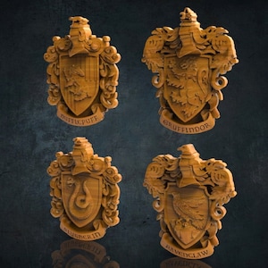Gryffindor Hufflepuff Ravenclaw Slytherin STL Model for CNC Router ...