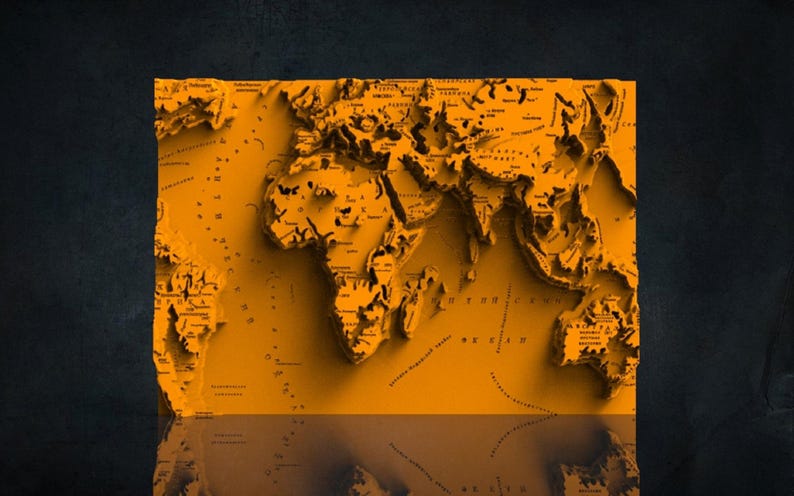 World Map 3D STL Model for CNC Router, Artcam, Vetric, Engraver, Relief ...
