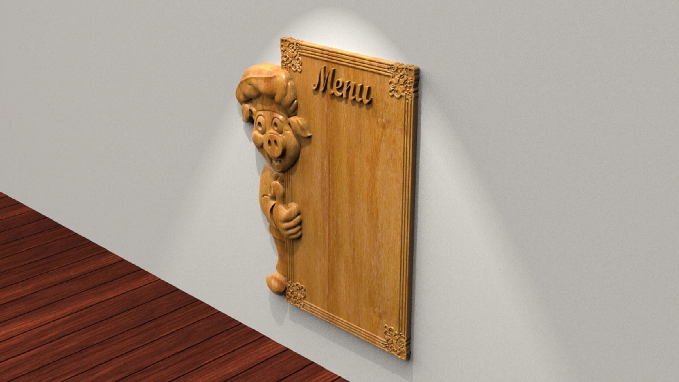 Cafe Restaurant Menu Board STL Model for CNC Router, Artcam, Vetric ...