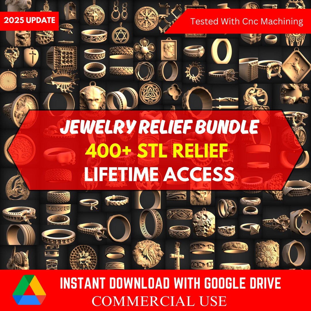 400+ CNC Tested STL Jewelry Files Pack - Huge Decorative Relief Bundle ...