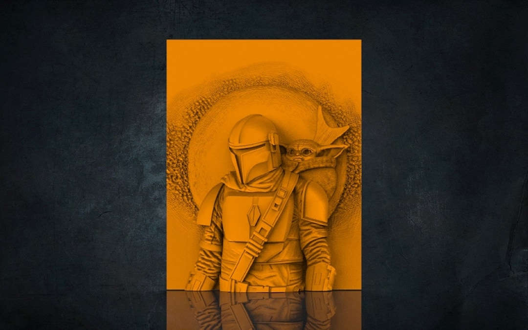 Mandalorian and Baby Yoda 3D STL Model for CNC Router, Artcam, Vetric, Engraver, Relief, Carving ...