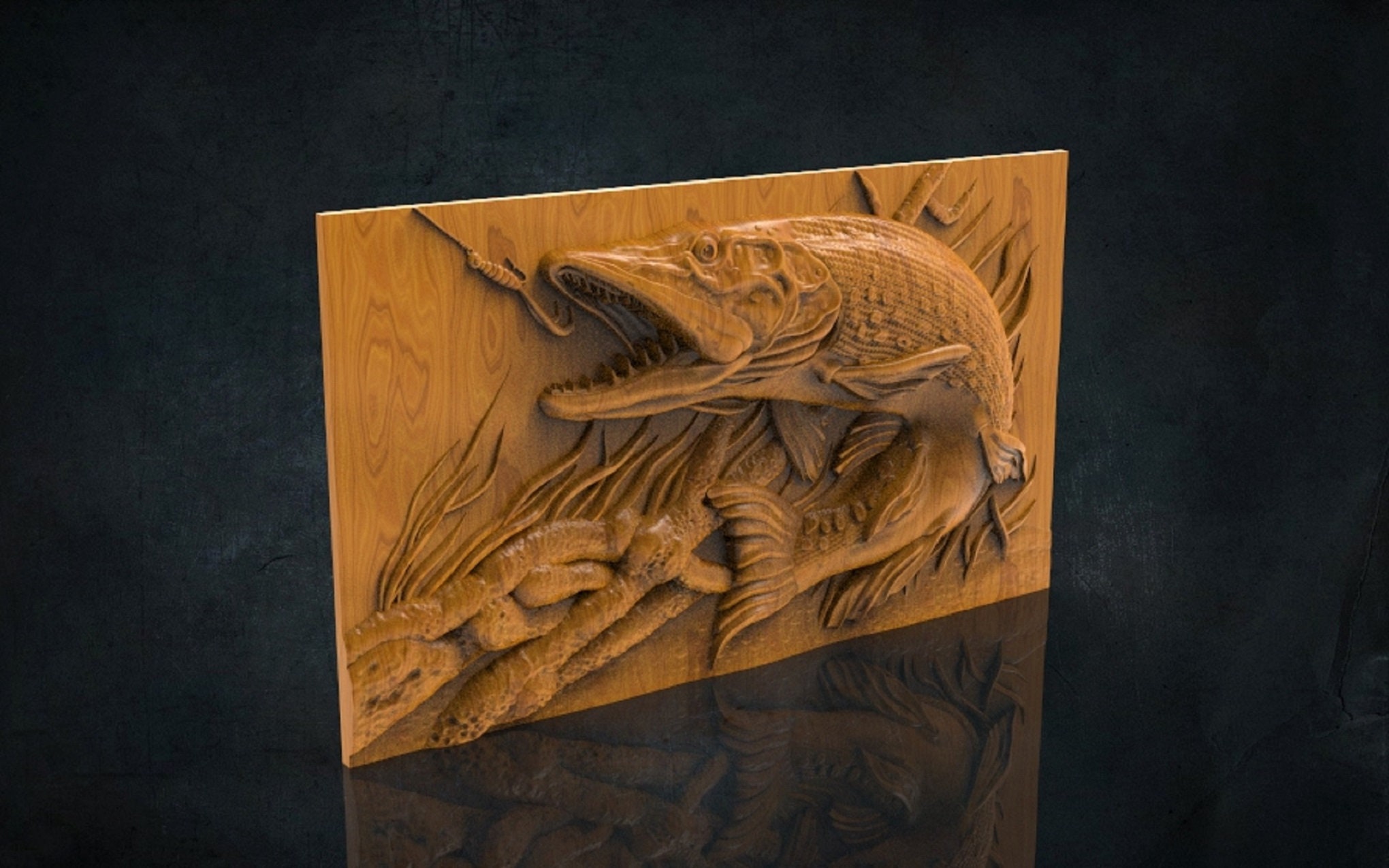 Fishing 3D STL Model for CNC Router, Artcam, Vetric, Engraver, Relief ...